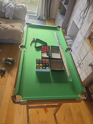Children's Folding Snooker Table Set with 2 Cues and 2 Sets Balls ...
