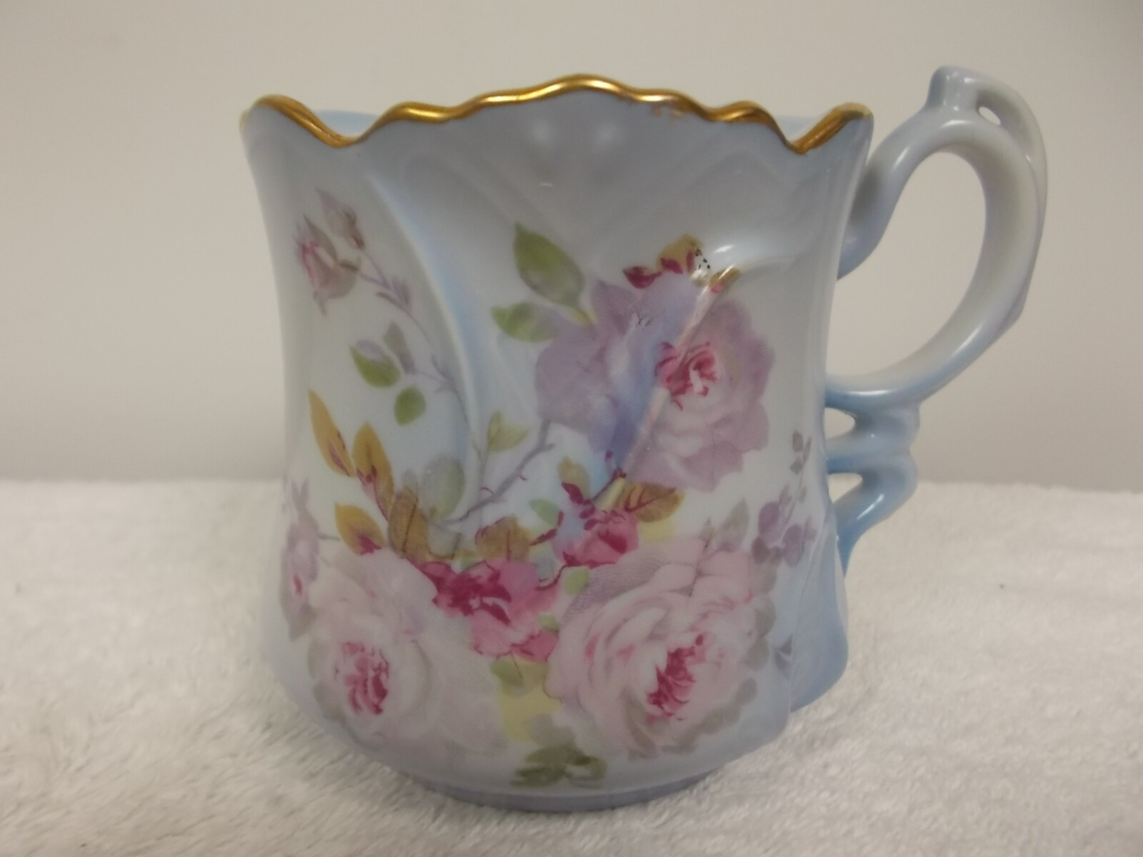 Vintage Nippon Blue Hand Painted Pink Roses Floral Gold Trim Tea Cup ...