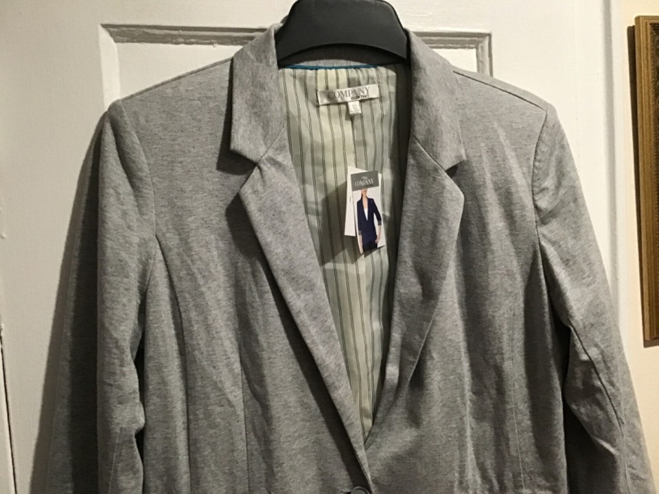 Ellen Tracy Company One Button Lined Blazer Grey Heather Women's Sz ...