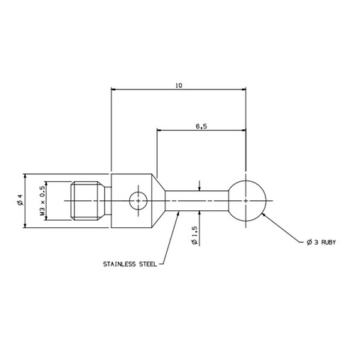 CMM Styli M3 Thread 3.0mm Ruby Sphere Stainless Steel Stem L10mm for A ...