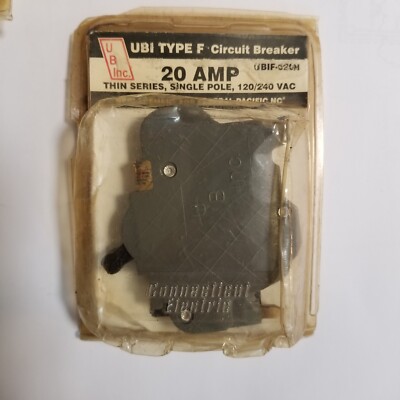20 AMP Circuit Breaker 1 pole Connecticut Electric UBIF-020N Thin ...
