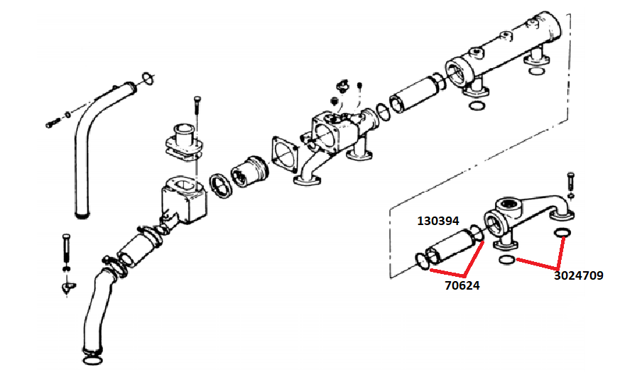 Water Rail Bypass Conn W/O rings & W/ Grommet Seal Rings Cummins NT855 ...
