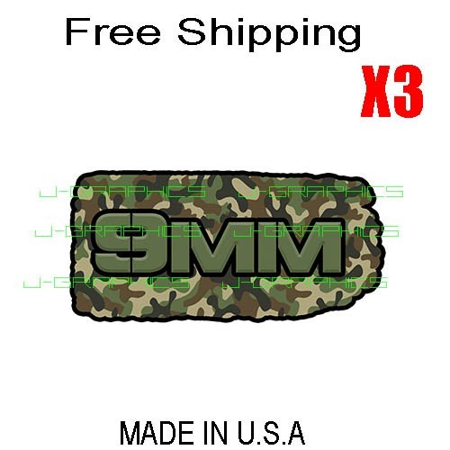 9MM Bullet Ammo Can Box Decal Sticker ARMY Gun safety Hunting 3 Pack 3 ...