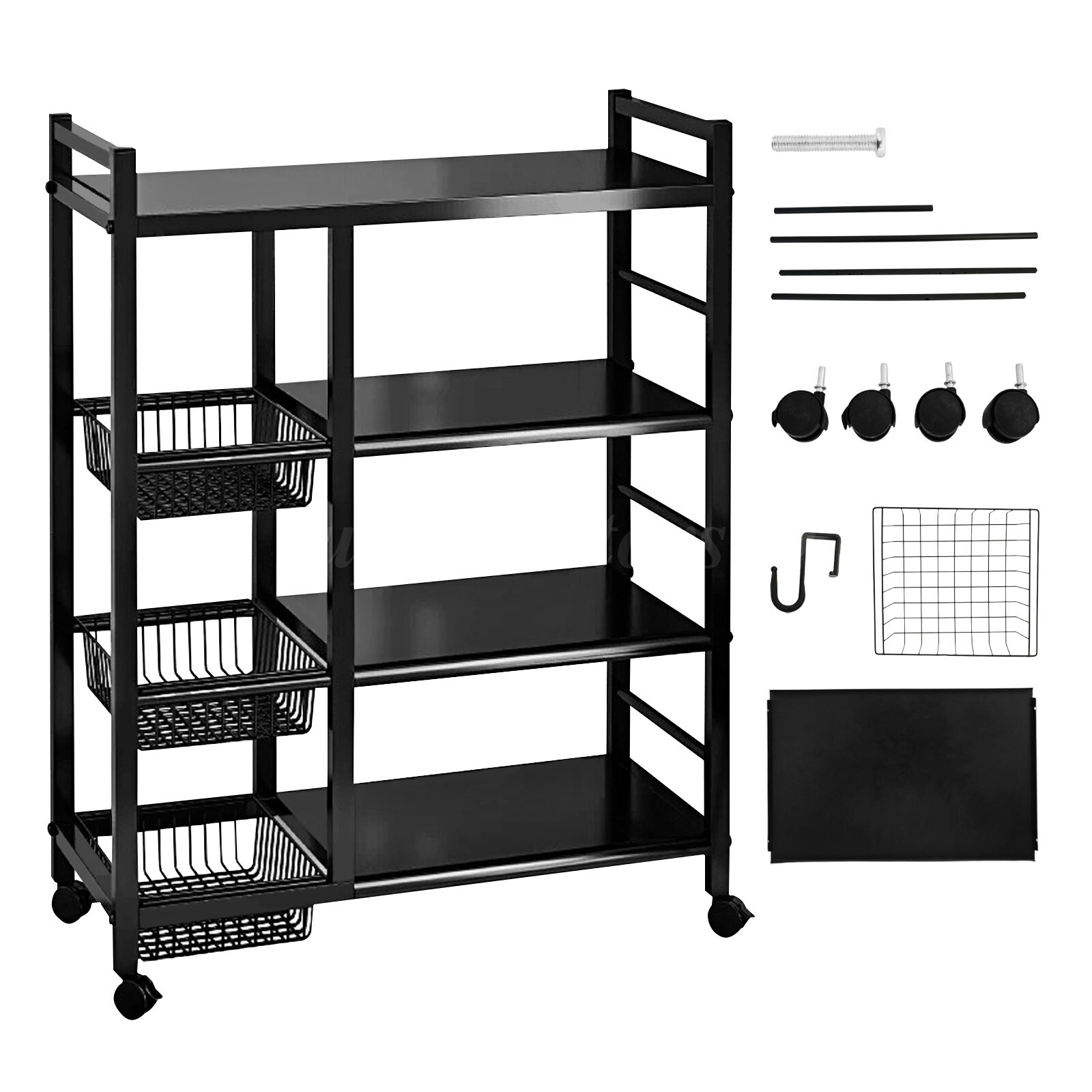 Freestanding Kitchen Storage Rack 4 Tiers Shelf w/ Baskets Organizer ...