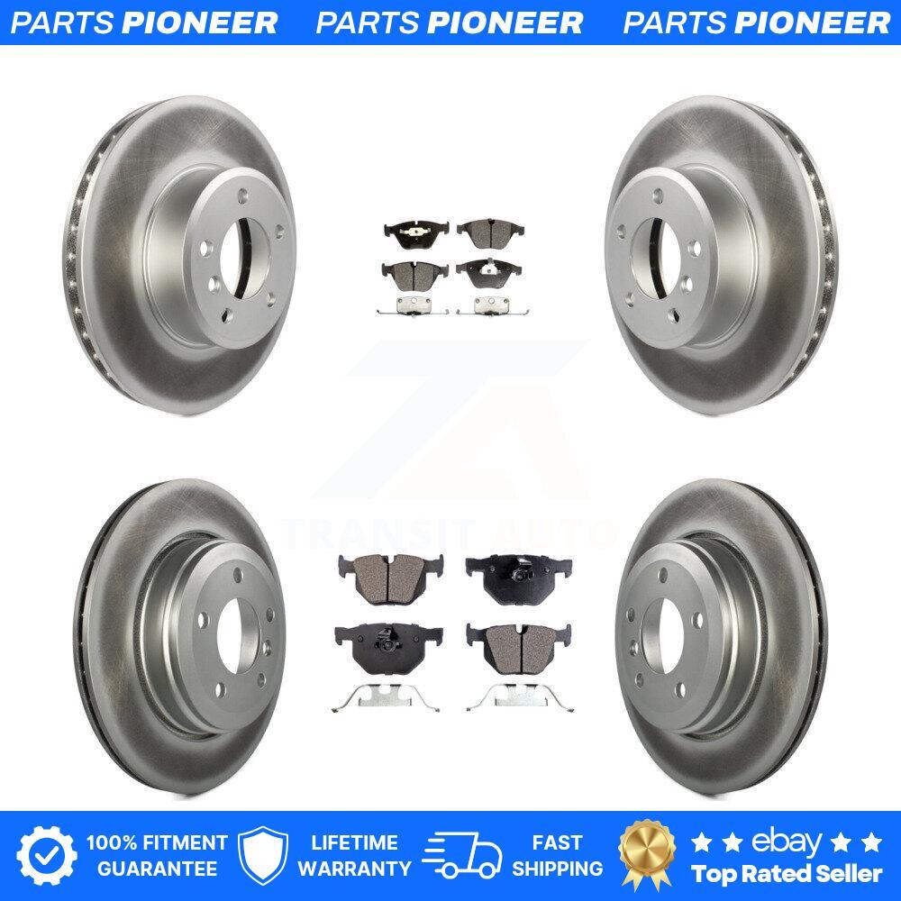 Front Rear Coated Disc Brake Rotors Semi-Metallic Pad Kit For BMW 530i ...