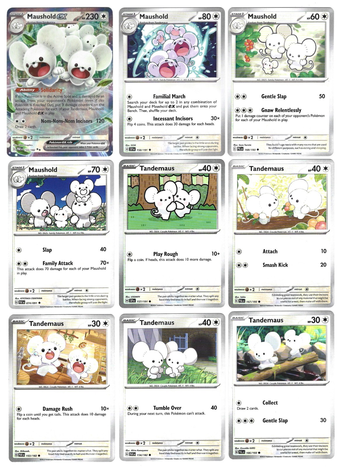 Maushold Tandemaus Set of 9 Card Collection Holo Double Rare Cute ...