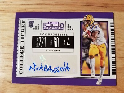 Nick Brossette 2019 Panini Contenders Draft Picks #277 AU RC LSU Tigers ...