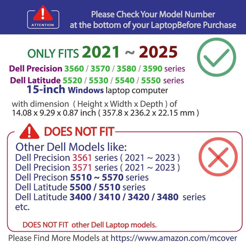 NEW mCover® Case for 2021 - 2025 15" Dell Precision 3560 3590 Latitude ...