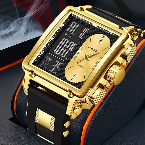 Top Men's Watches LCD Digital Display Quartz Watch Silicone Strap ...