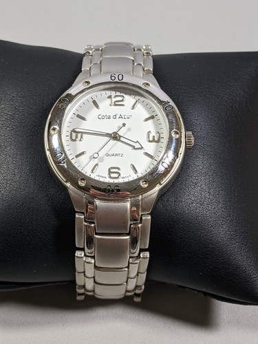 Cote D Azur White Dial Silver Tone Round Case 38 mm SS Band Watch 8 ...