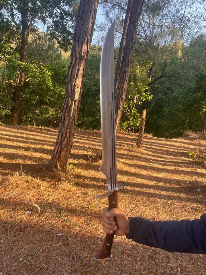 Custom Handmade Carbon Steel Survival Machete Sword Hunting Sword ...