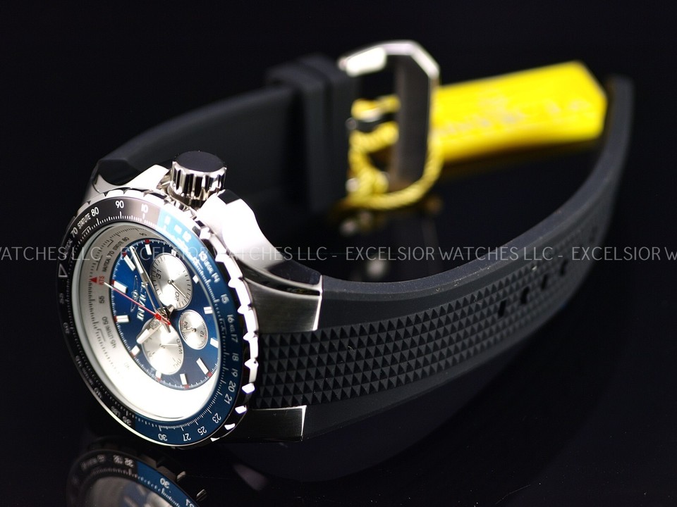 New Invicta Mens 50mm AVIATOR VH63 Multi Function Quartz Blue Dial SS ...