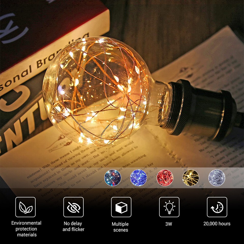 LED Fairy Light Bulb E26/E27 Multiple Color Home Patio Garden Globe ...