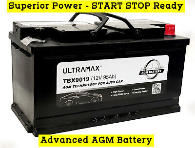 Ultramax VRLA AGM 019 / 017 Car Battery - 12V 95AH 850EN - AUDI VW ...
