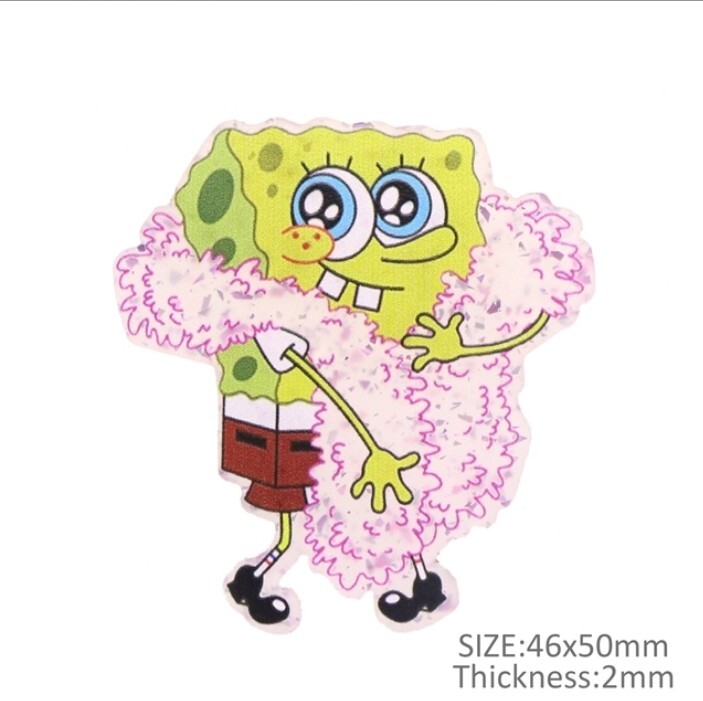 5 qty GLITTER Planar Resin Flatback Hair Bow Center 1243143 Spongebob ...