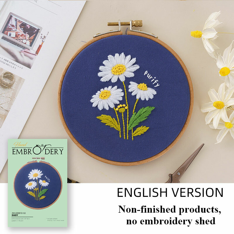 DIY Embroidery Kit for Beginners Flower Pattern Cross Stitch Needlework ...