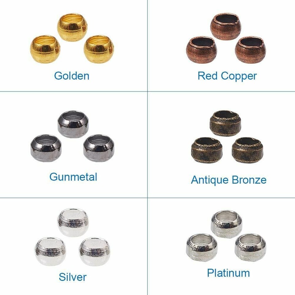 3000pcs Rondelle Brass Crimp Beads Tube End Beads Tiny Spacer Jewelry ...