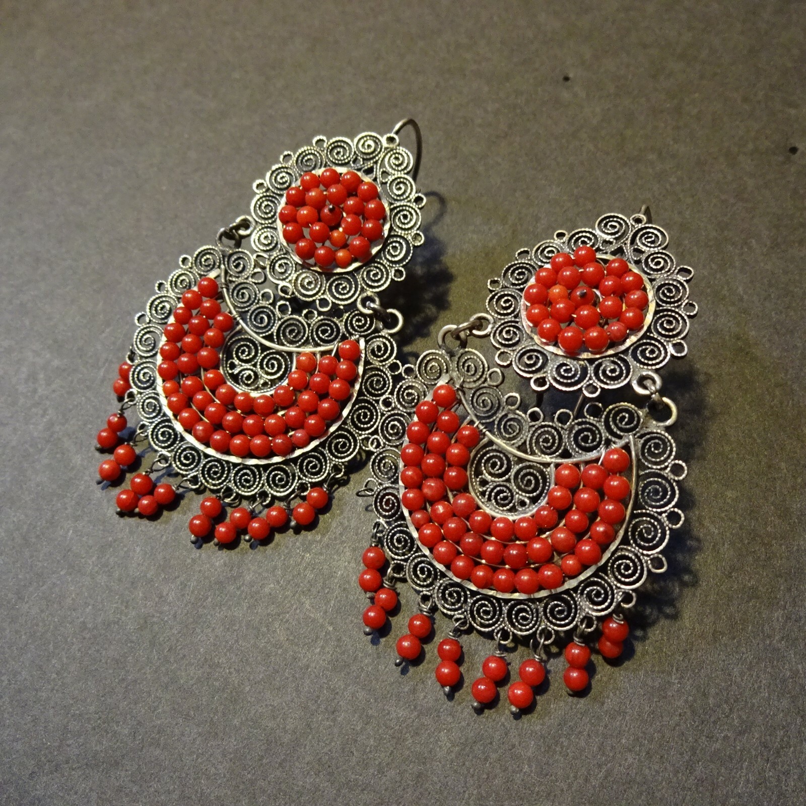 Spanish Style FEDERICO JIMENEZ Sterling Silver Filigree CORAL BEADS ...
