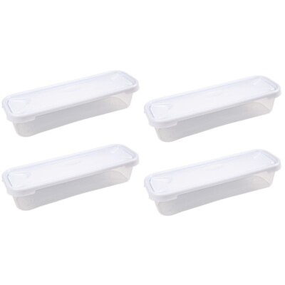 4 PACK 1.2L Long Clear Plastic Bacon & Celery Fridge Food Storage Box ...