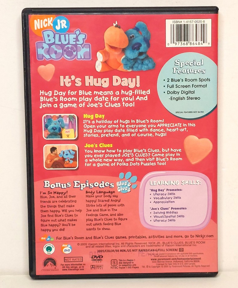 Blue's Room It's Hug Day DVD 2005 Nick Jr 4 Episodes Blue's Clues Show ...