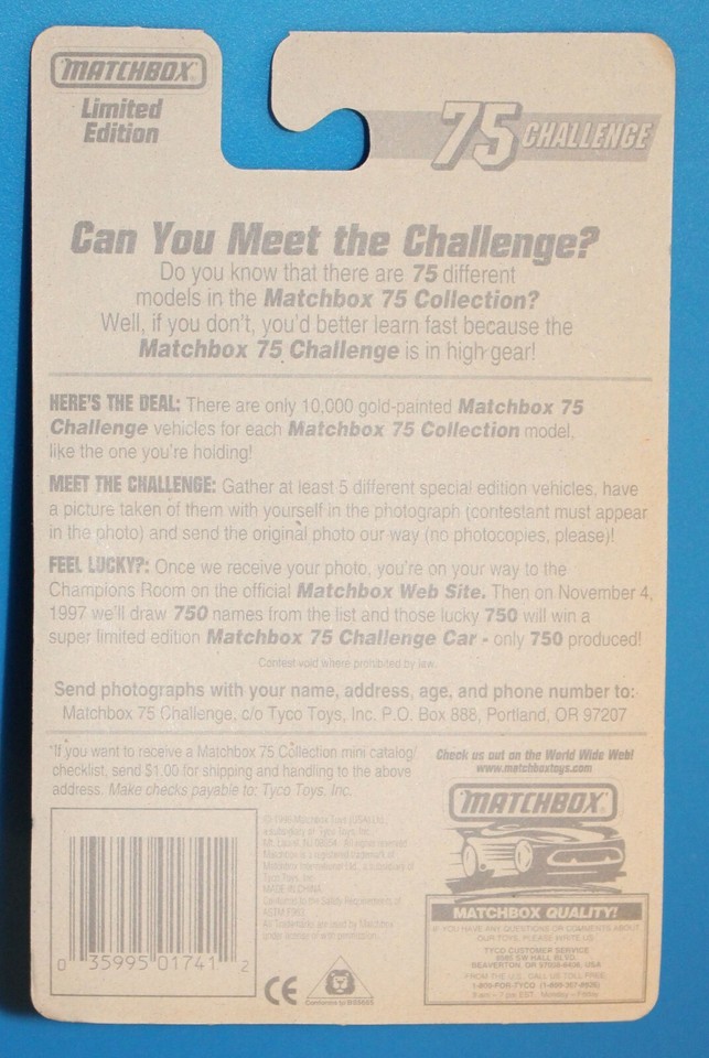 Matchbox 75 Challenge #47 SCHOOL BUS Metallic Gold Die Cast 1/64 1997 ...