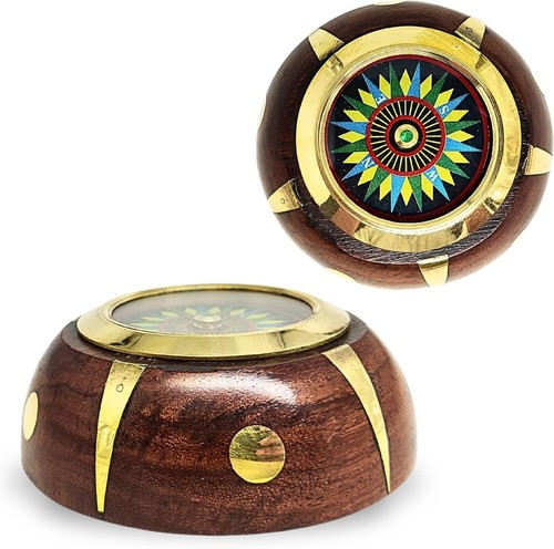 Handcrafted Brass Compass with Wooden Base- Unique Home Decor & Gift | eBay