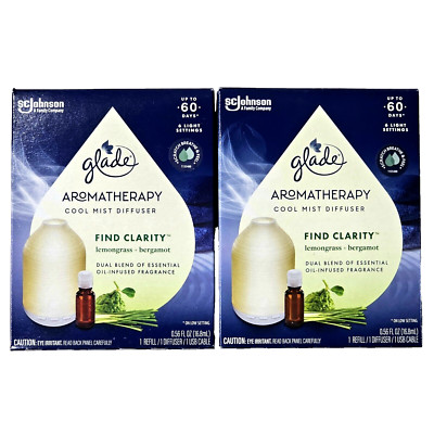 2 Pack Glade Aromatherapy Cool Mist Diffuser Lemongrass Bergamot 60 Day ...