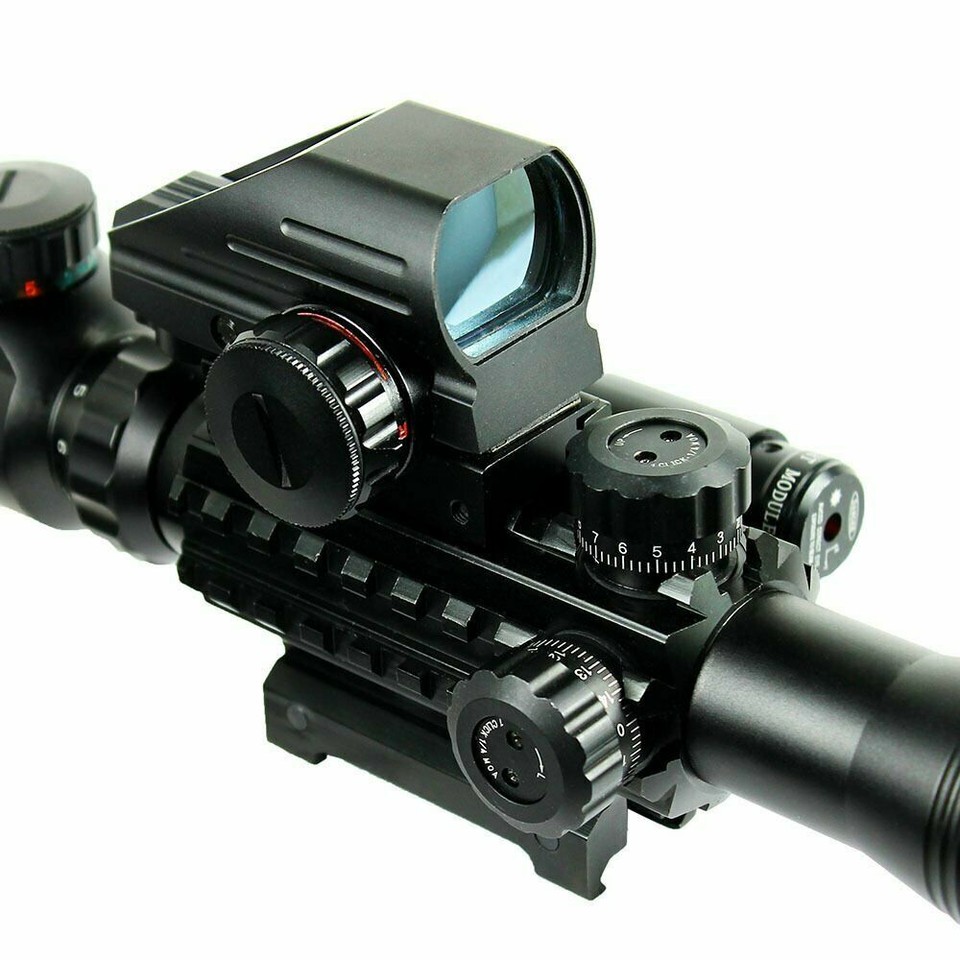 4-12X50 EG Rifle Scope with Holographic 4 Reticle Sight & Red Laser JG8 ...