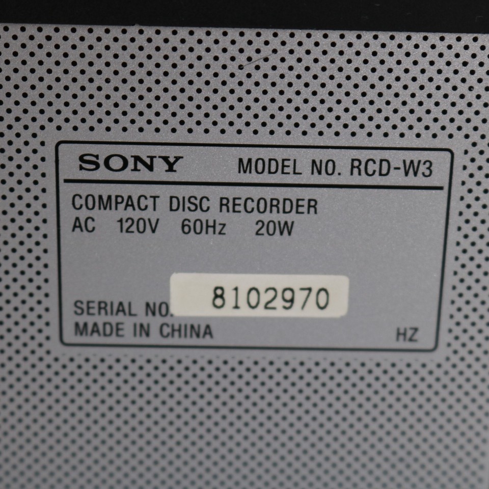 Sony RCD-W3 CD Player Recorder * Parts Repair ONLY * Unit will not Read ...