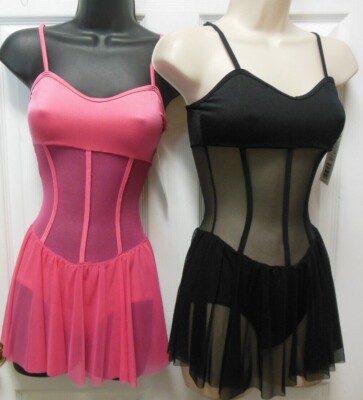 Body Wrappers P745 Dance Skate dress Sheer corset style 2 colors BLK or ...