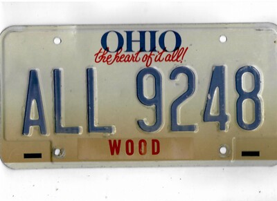 OHIO passenger license plate "all 9248" *****WOOD***** | eBay