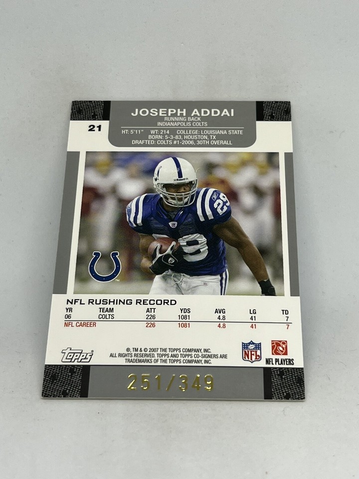 2007 Topps Co-signers #21 Peyton Manning/Joseph Addai /349 Sku 1467 | eBay