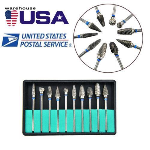10* Tungsten Carbide Steel Dental Burs Burrs Lab Tooth Drill 2.35mm for ...