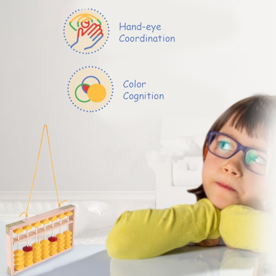 7 Column Non-Slip Hanging Wooden Abacus Chinese Soroban Educational ...