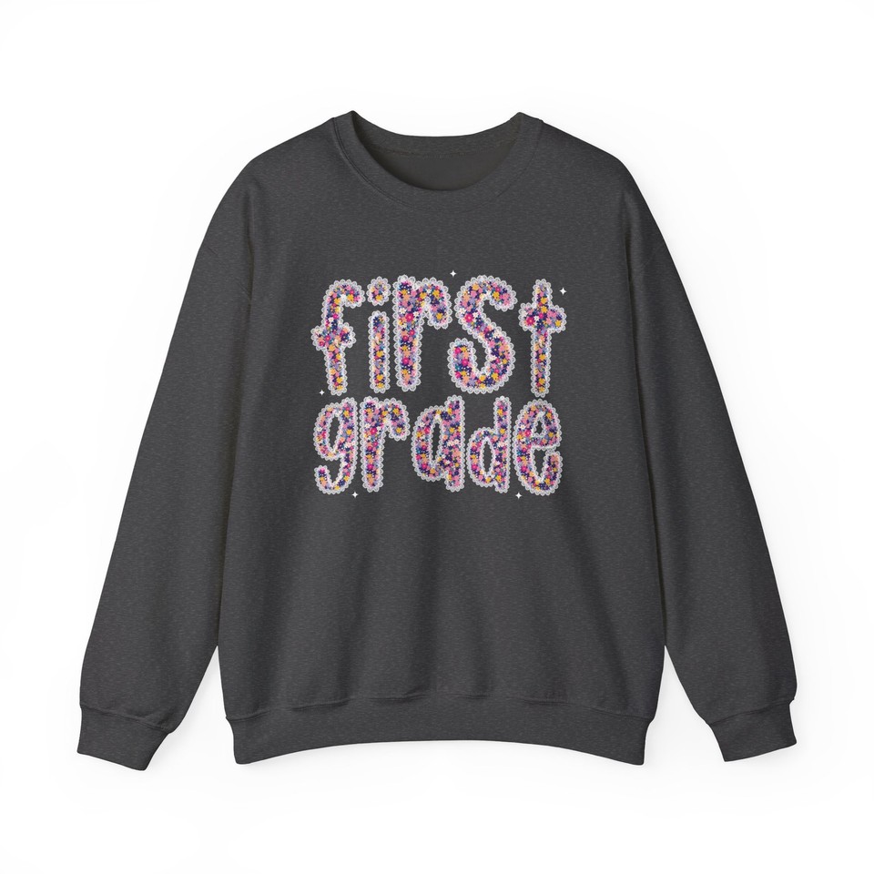 First Grade Sweatshirt Teacher Crewneck Ditsy Floral Back to School | eBay