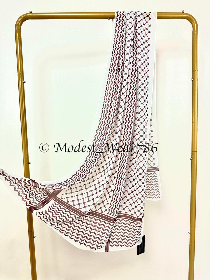 Kufiya Keffiyeh Print Chiffon Hijab Scarf Shawl Wrap Muslim Headwear ...