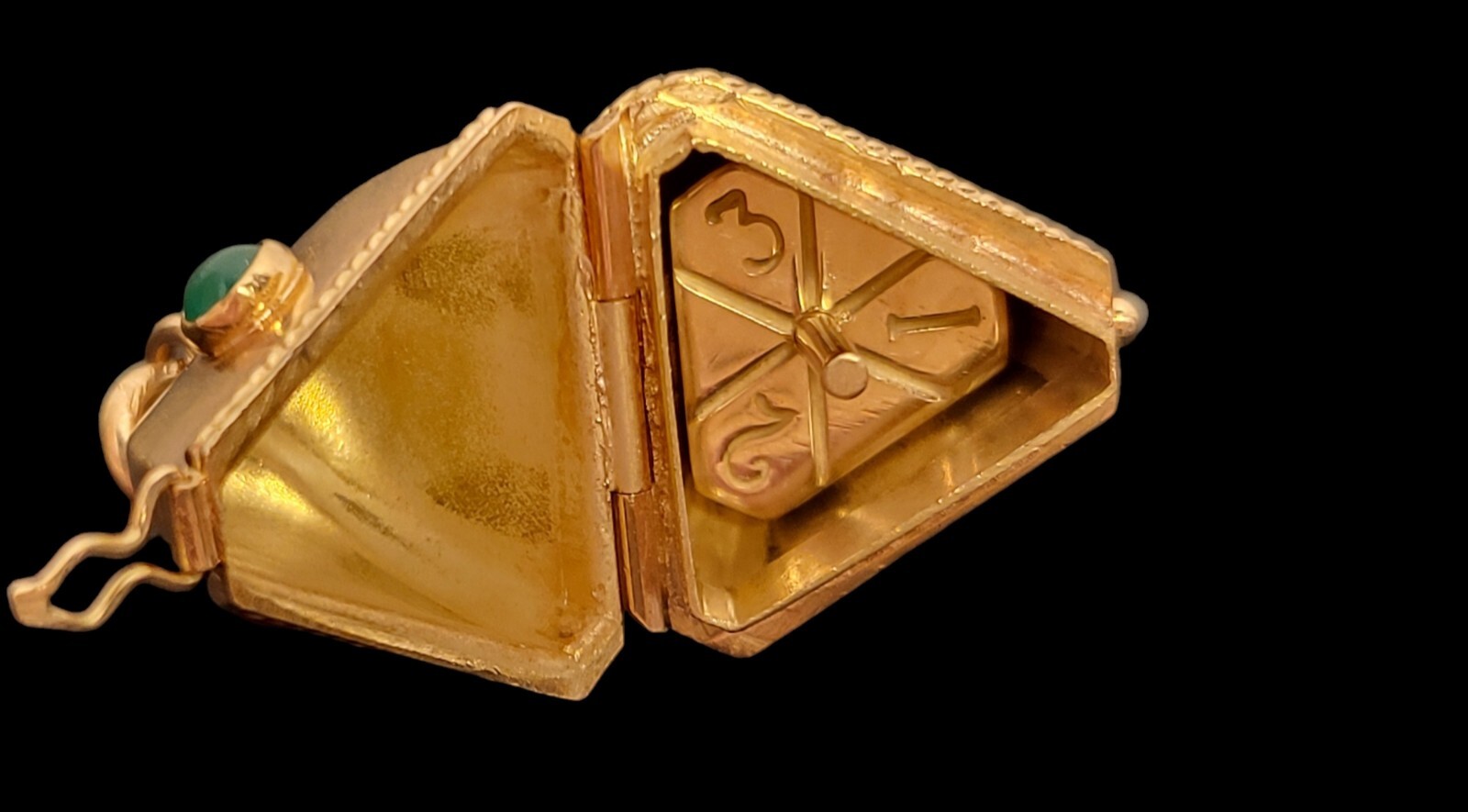 Vintage 18k Yellow Gold Etruscan Charm Pendant Multi Gem Locket with a ...