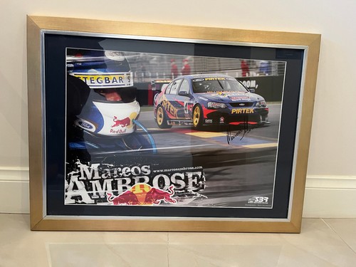 V8 Supercars Marcus Ambrose Red Bull & Pirtex Ford Framed Signed Poster ...