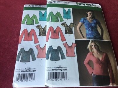 🌺 SIMPLICITY #4076 - LADIES (6 STYLE) “V” or SCOOP NECKLINE TOP PATTERN ...