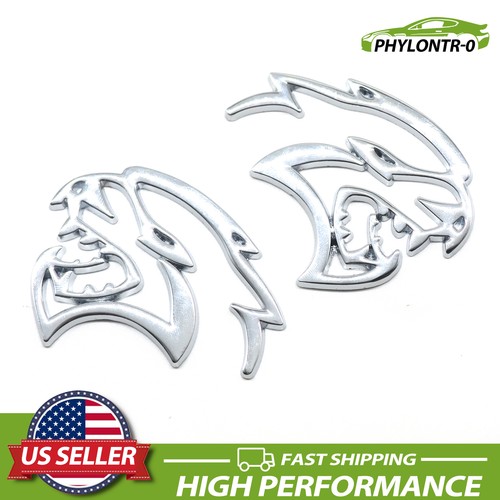 2X 3D Raised Fender Side Badges For Hellcat Emblems SRT Nameplate Gloss ...