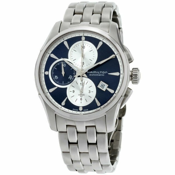 Hamilton Jazzmaster Blue Men's Watch with Silver Stainless Steel Band ...