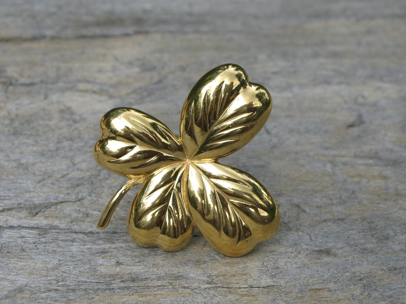 Vintage MONET Gold Plated Four 4 Leaf Clover Shamrock… - Gem