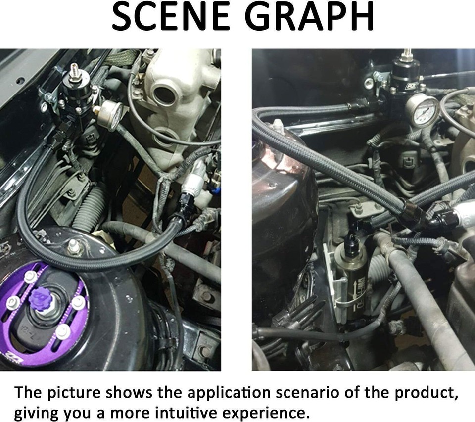 6AN Fuel Line Kit,AN6 Braided Nylon Fuel Hose PTFE 10FT Black W/ 10 ...