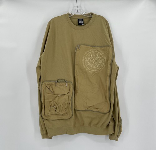 Omavi Clothing Company Denem Jenz Mens Taupe Cargo Zipper Sweatshirt Sz ...