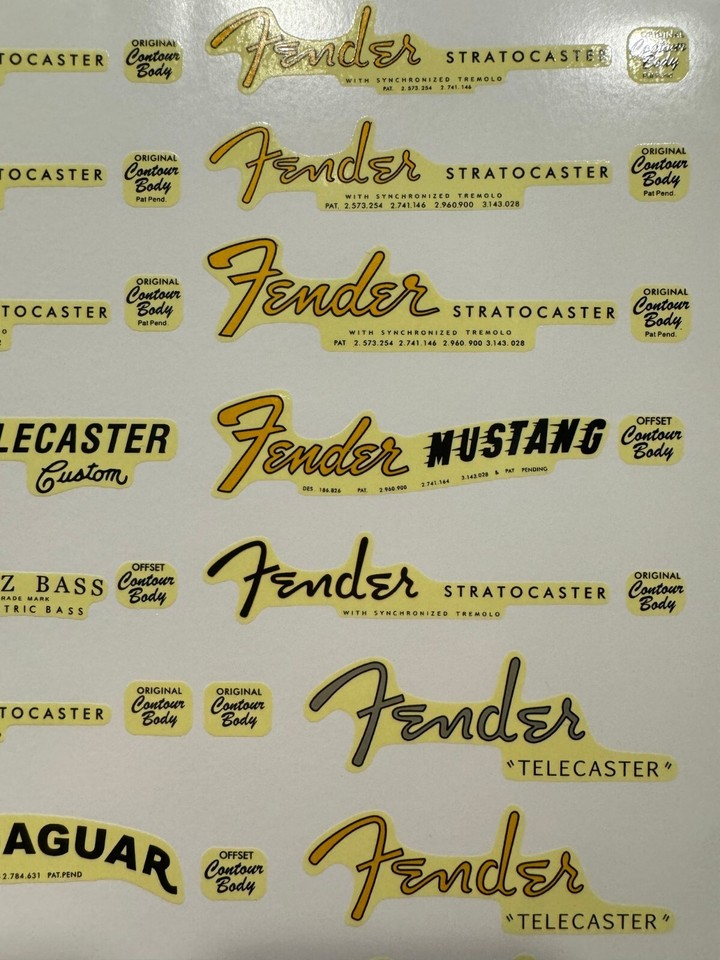 Full set !! Retro Waterslide Headstock Decals For FENDER STRAT TELE ...