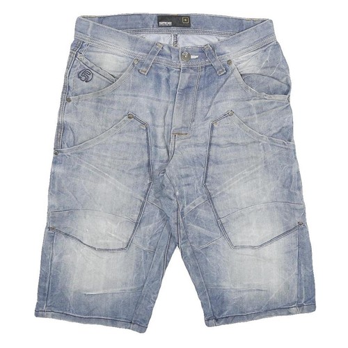 SMOG Mens Cotton Blend Blue Casual Shorts S W30 Denim Look Pockets ...