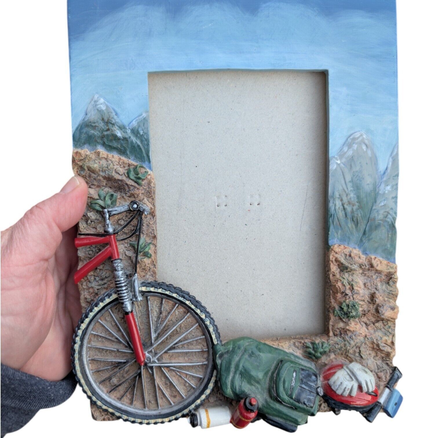 Mountain Bike Picture Frame Holds 4X6 Photo Bicycle MTB Landscape Scene ...