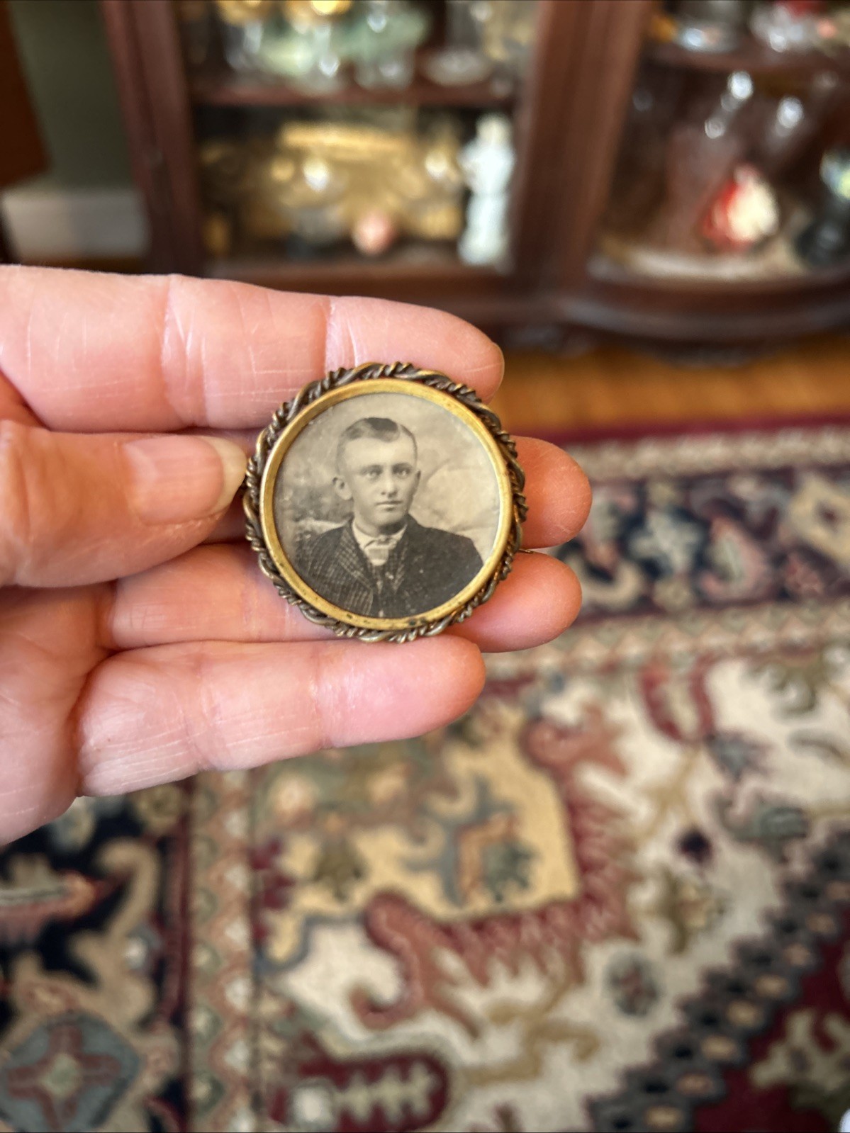 Antique Brass Civil War Era Photo Pin - Union 1 5/8" - Gem