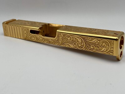 Custom DEEP Laser engraved Glock 17 24k gold plated Slide Gen 3 g19 ...