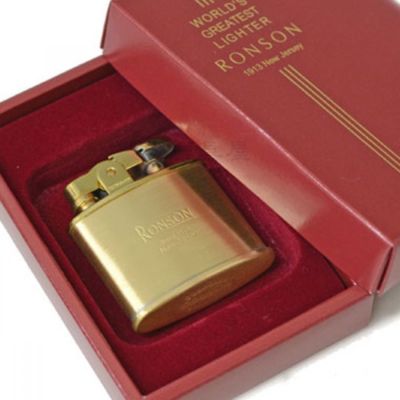 Ronson Standard Stylish Design Oil Lighter Brass Satin Gold Made in ...